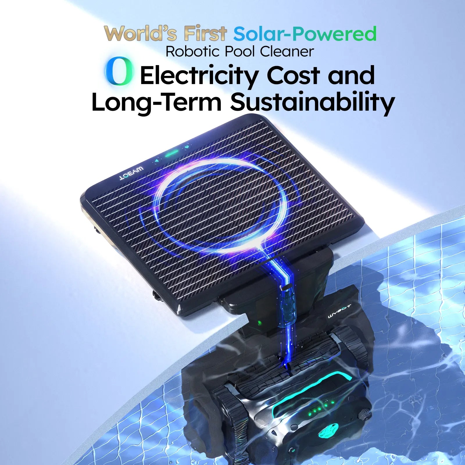 WYBOT S2 Solar with Solar-Powered Charging Dock Robotic Pool Cleaner