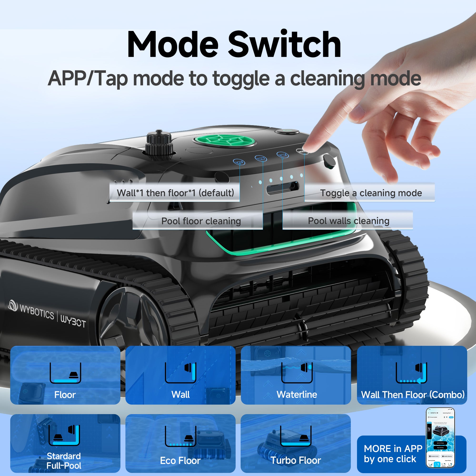 WYBOT S2 Cordless Robotic Pool Cleaner Smart Navigation Pool Robot Vacuum