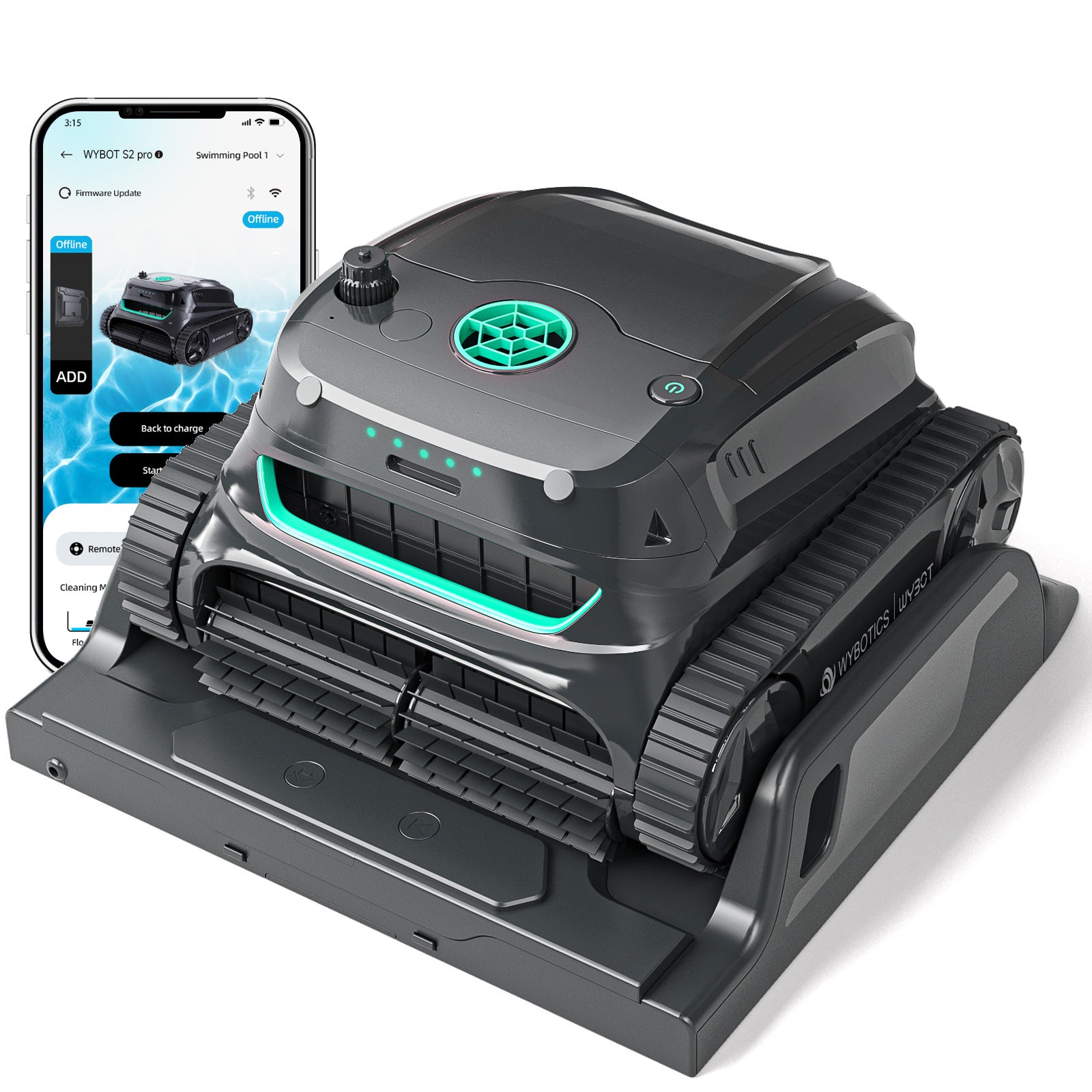 WYBOT S2 Pro with Charging Dock High-end Cordless Robotic Pool Cleaner
